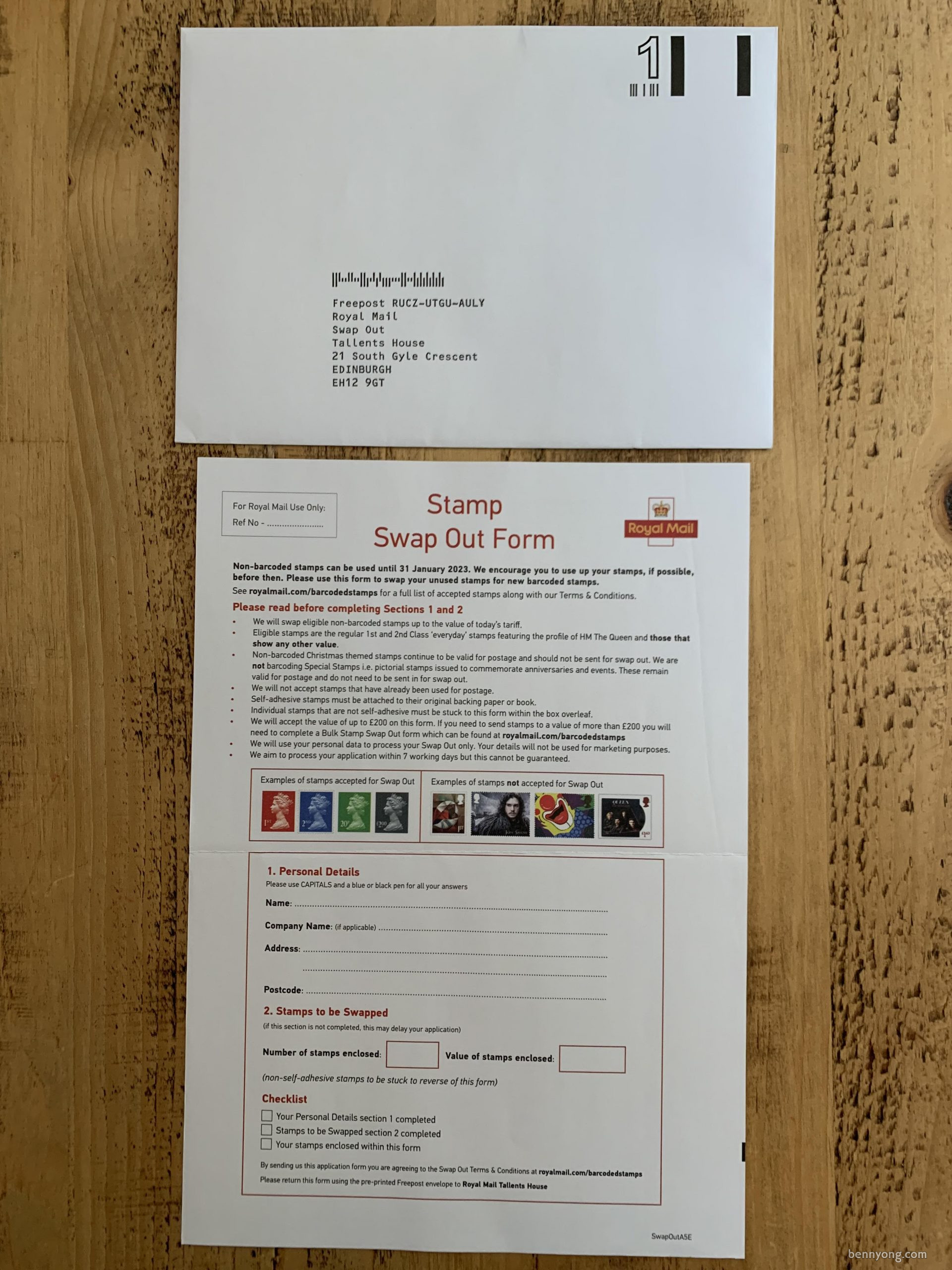 Royal Mail Stamp Swap Out - Benny Ong